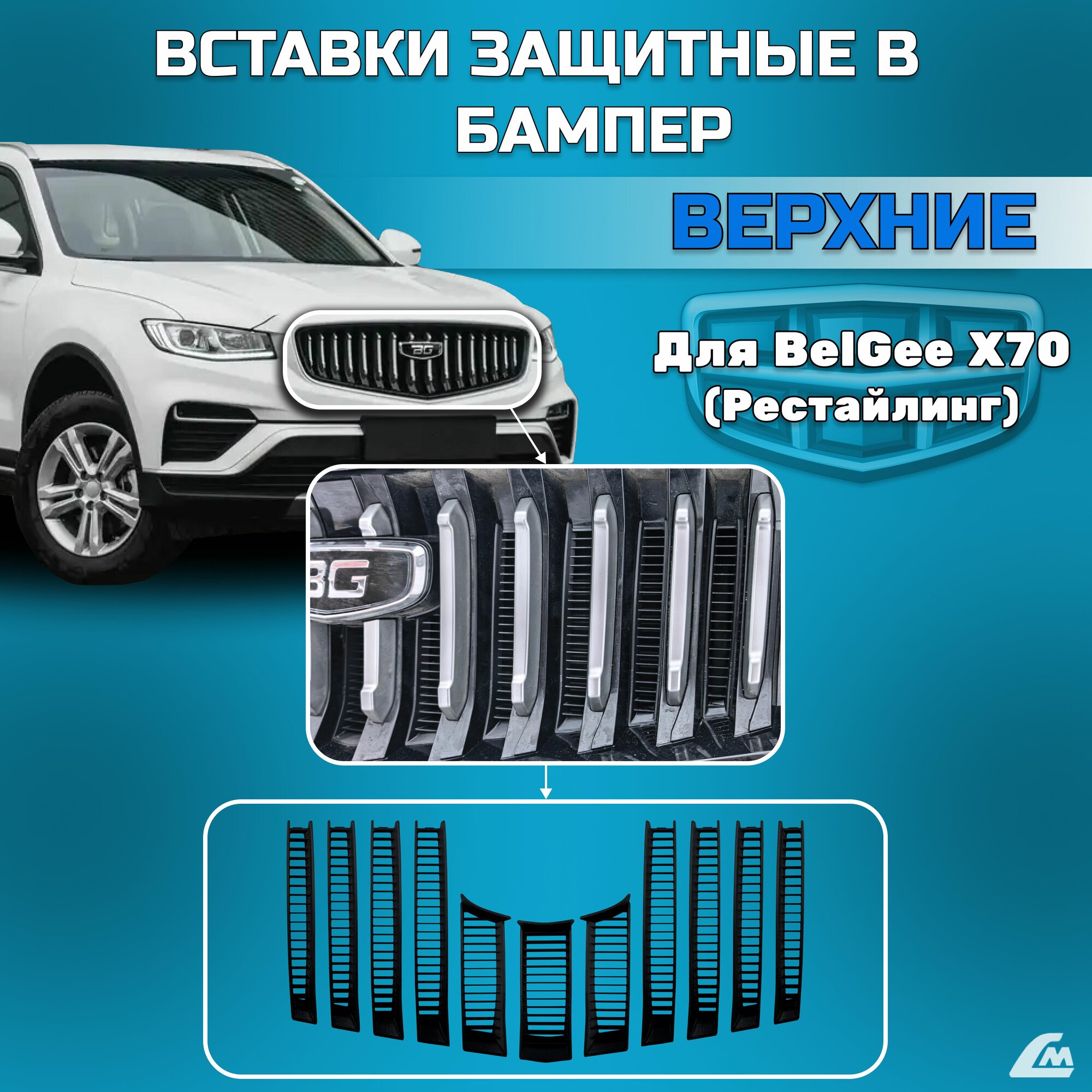 Вставки в бампер Belgee X70FL Рестайлинг 2025- верхние