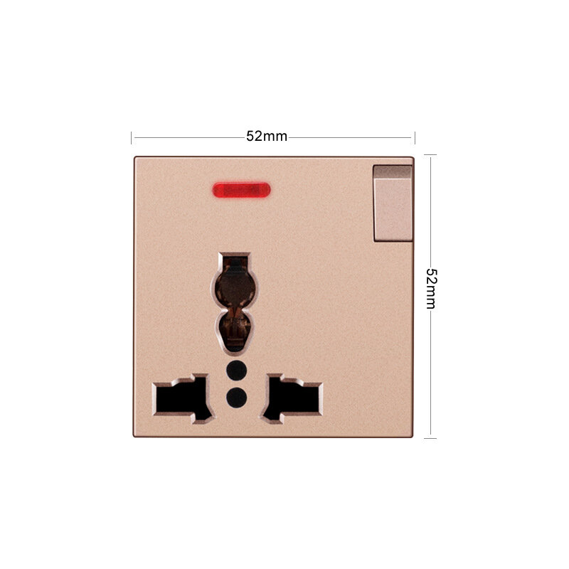 Кросс-бордерные аксессуары для настенных золотых выключателей и розеток типа 86, стеклянная рамка и модуль на 52 функции, которые можно свободно комбинировать