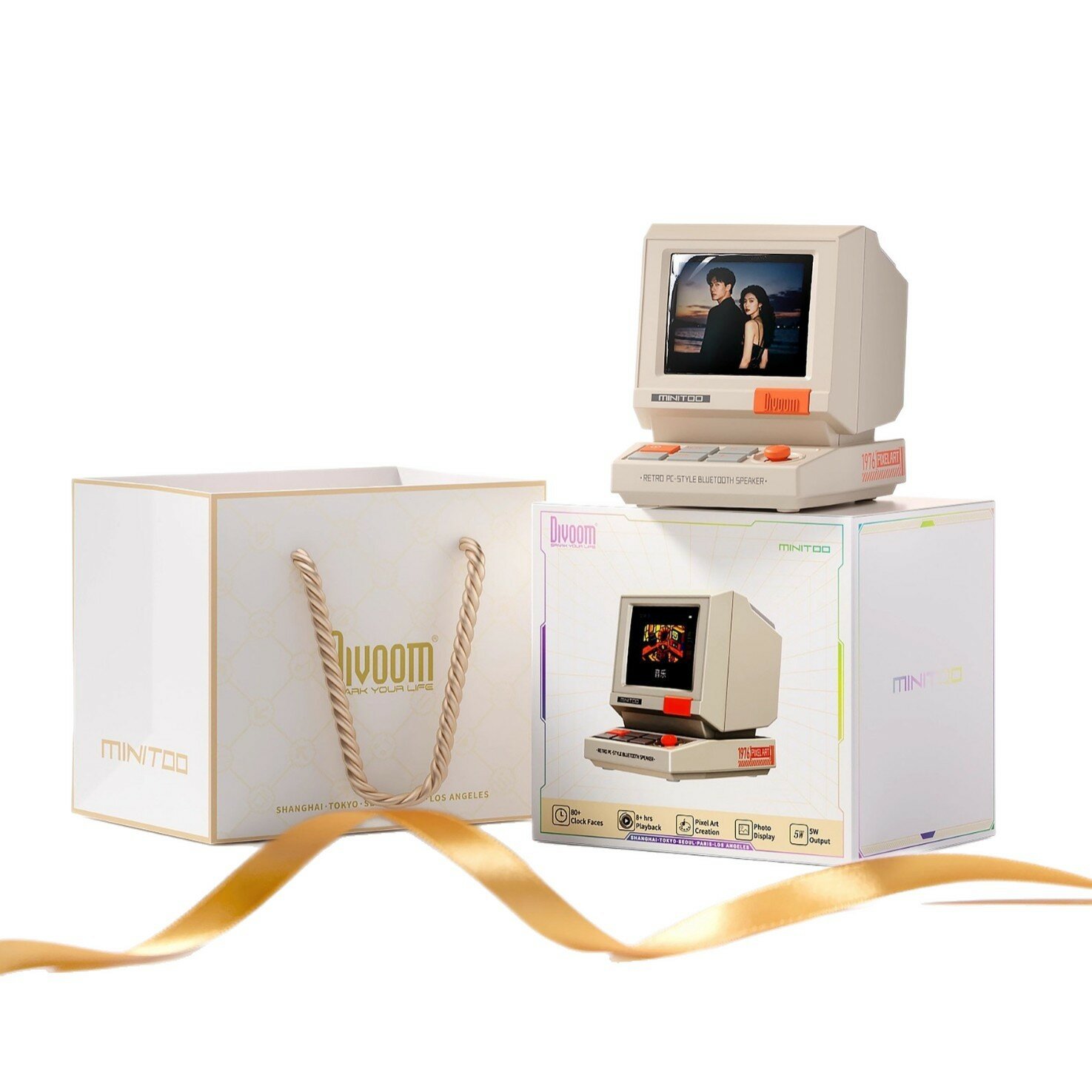 Ретро-пиксельная Bluetooth-колонка Divoom, маленькая настольная музыкальная колонка, подарок для компьютера