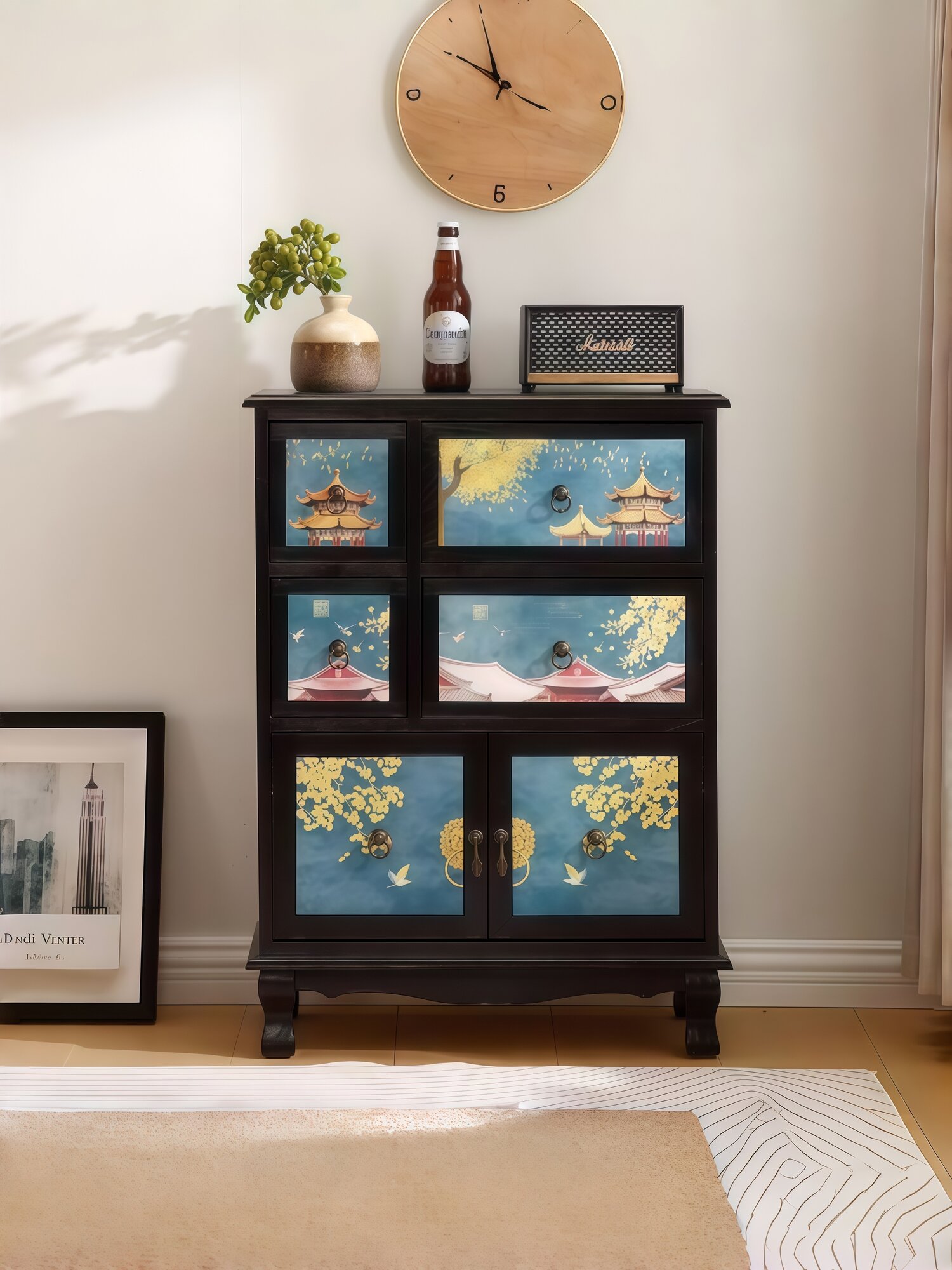 Сервант "Тонму", массив дерева, с выдвижными ящиками, классический стиль，