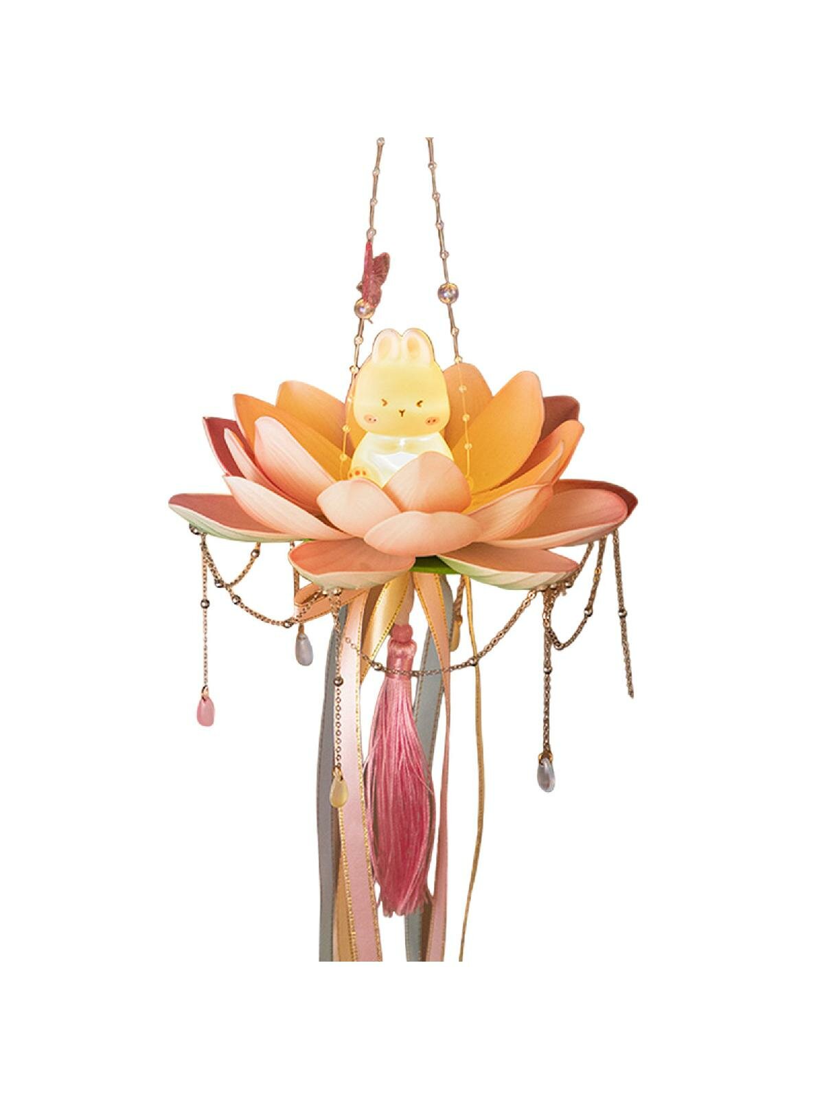 Красивые фонарики из цветов с рисунком кроликов для осеннего торжества