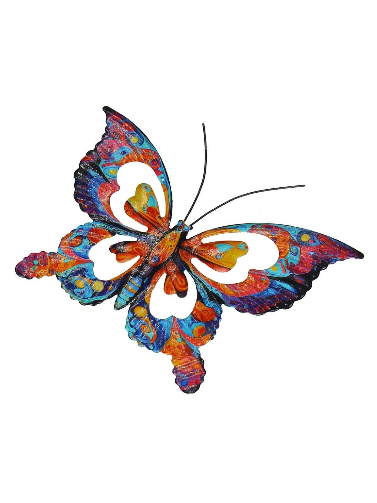 Красочная металлическая скульптура бабочки, настенный орнамент для сада и дома