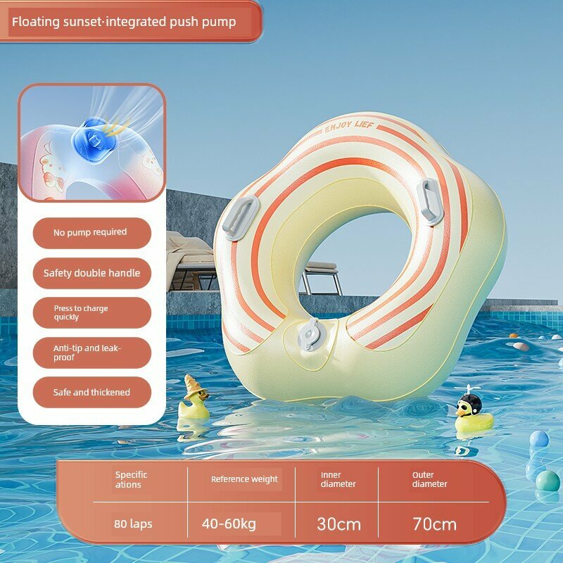 Swimming Ring for Adults and Children, Thickened Anti-Rollover Life-Saving Equipment for Men and Women,