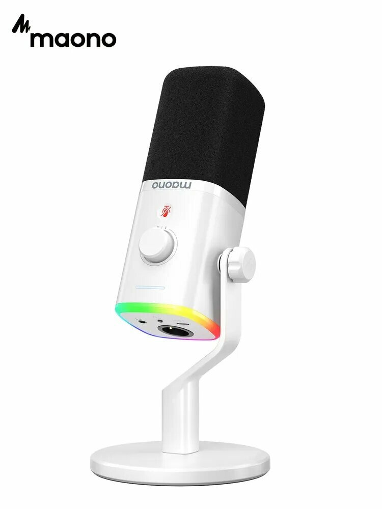 Динамический микрофон Maono PD100X, интерфейс USBC/XLR, RGB-подсветка, подходит для игр, прямых трансляций и компьютеров