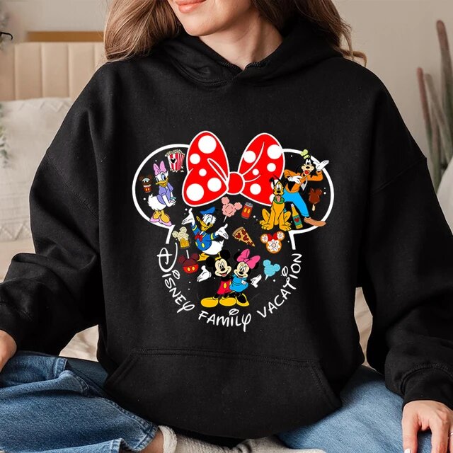 Толстовки с принтом «Семейный отпуск» от Disney для женщин, спортивные свитшоты, повседневные топы, свободная одежда