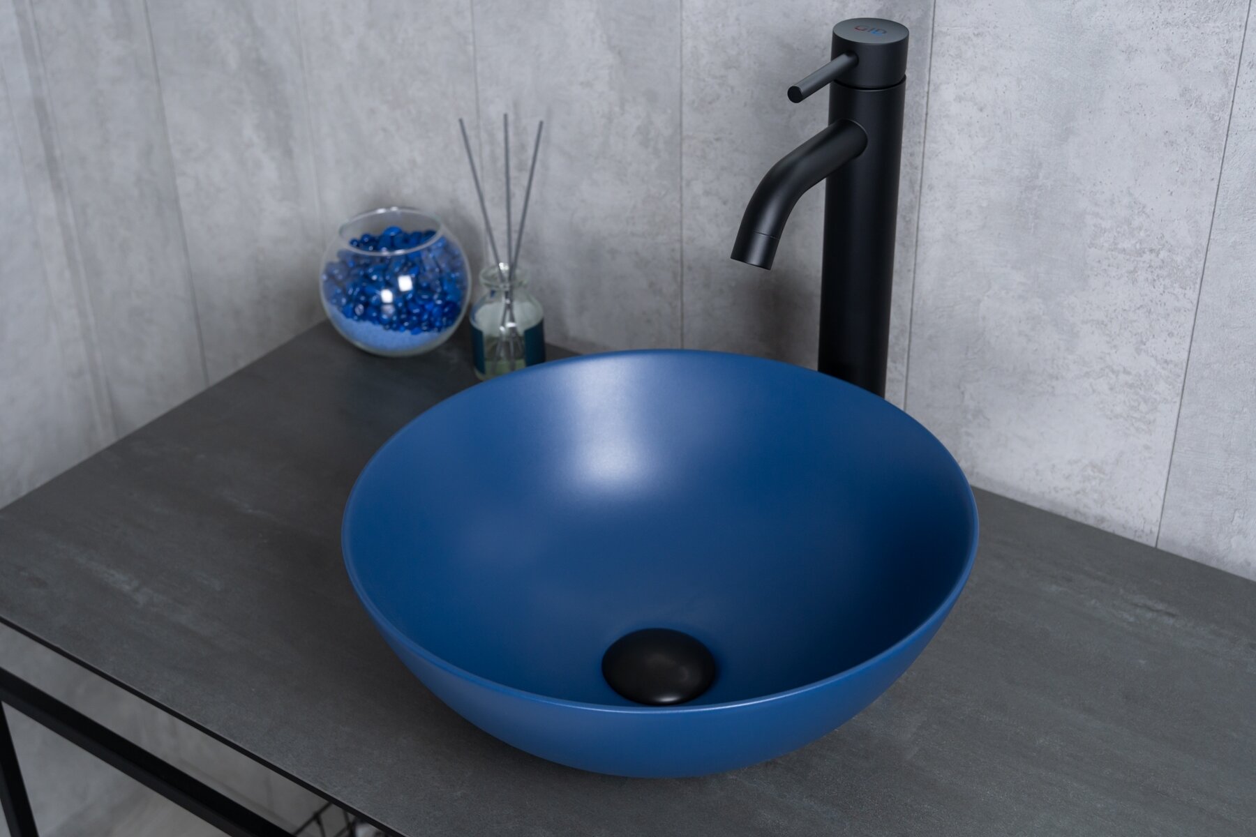 Раковина накладная GID Esfera 9081bum 36x36 синяя матовая, круглая, керамика