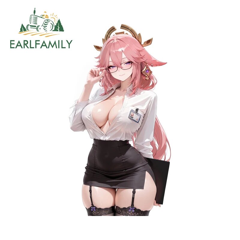 EARLFAMILY Genshin Impact Yae Miko Waifu автомобильные наклейки униформа искушение предмет 20cm