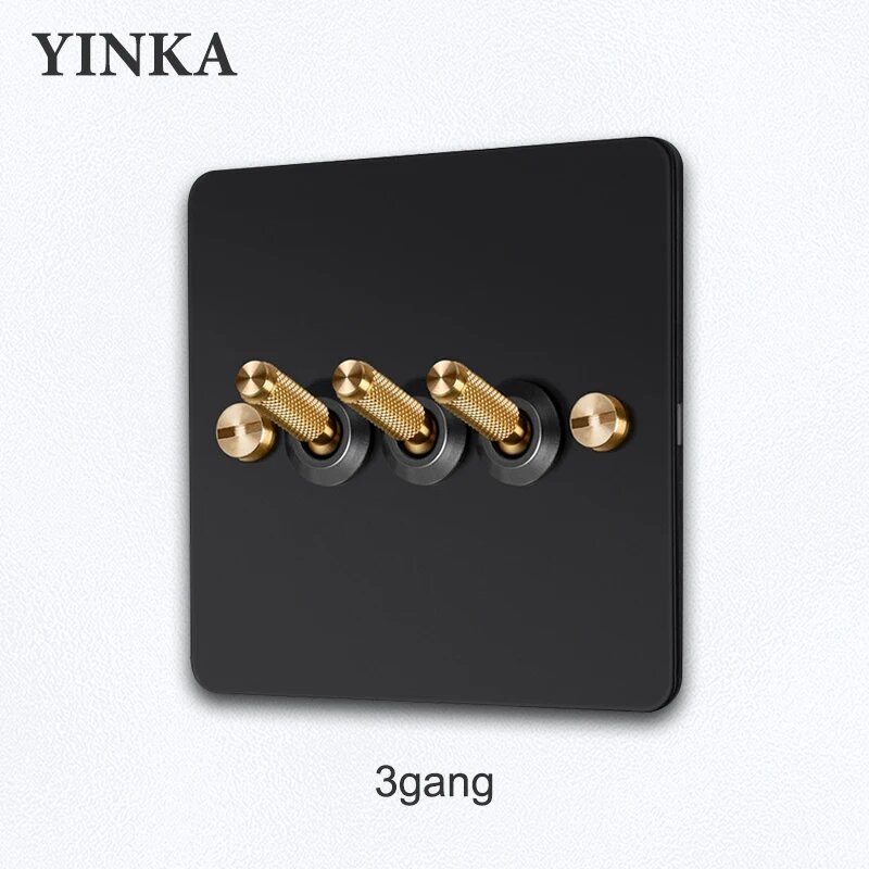 Выключатель настенный YINKA 3gang черный