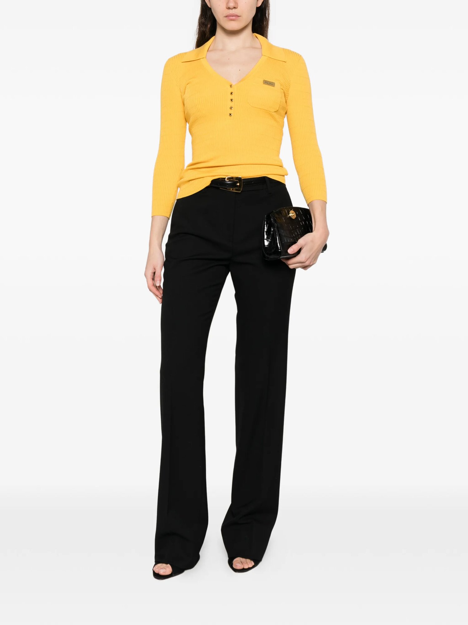 Топ Elisabetta Franchi Pocket polo top, размер 42, yellow — фото 1