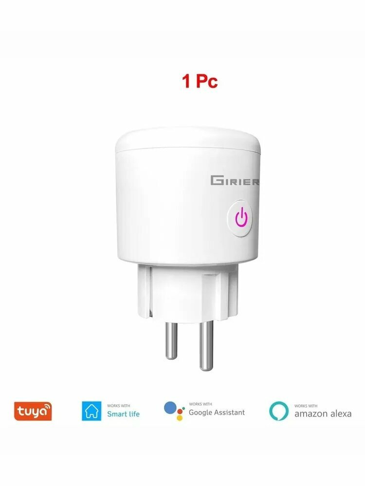Настенная розетка GIRIER Tuya Smart Plug WiFi 20A с функцией мониторинга энергопотребления Поддерживает приложение Alexa Hey Google Smart Life