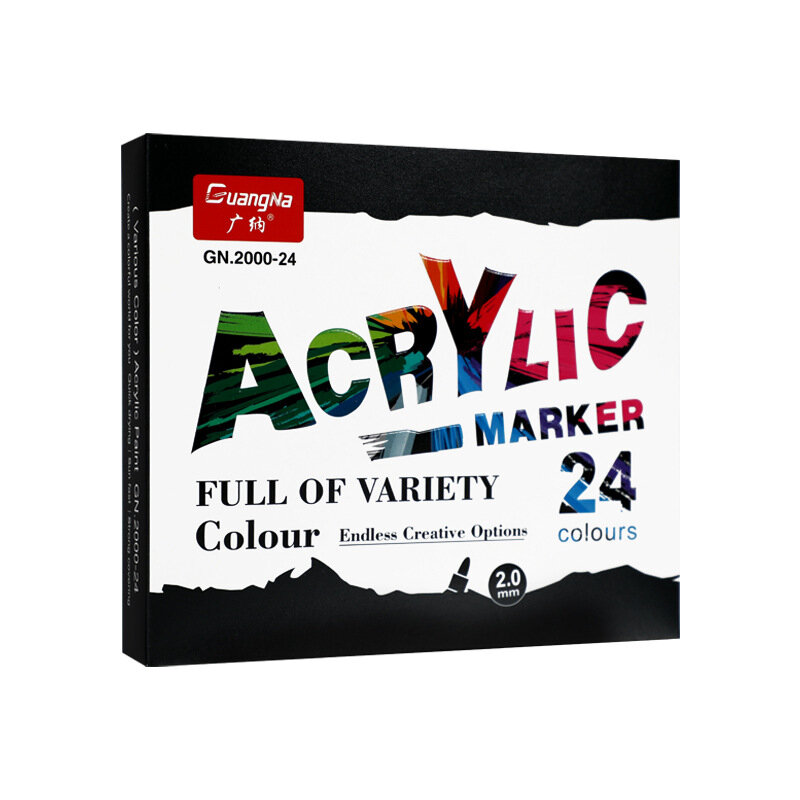 2026 Новейший маркер Guangna 2000 из акрила для рисования на теле, керамической декорации, DIY альбома, черной карты, граффити, водорастворимый маркер