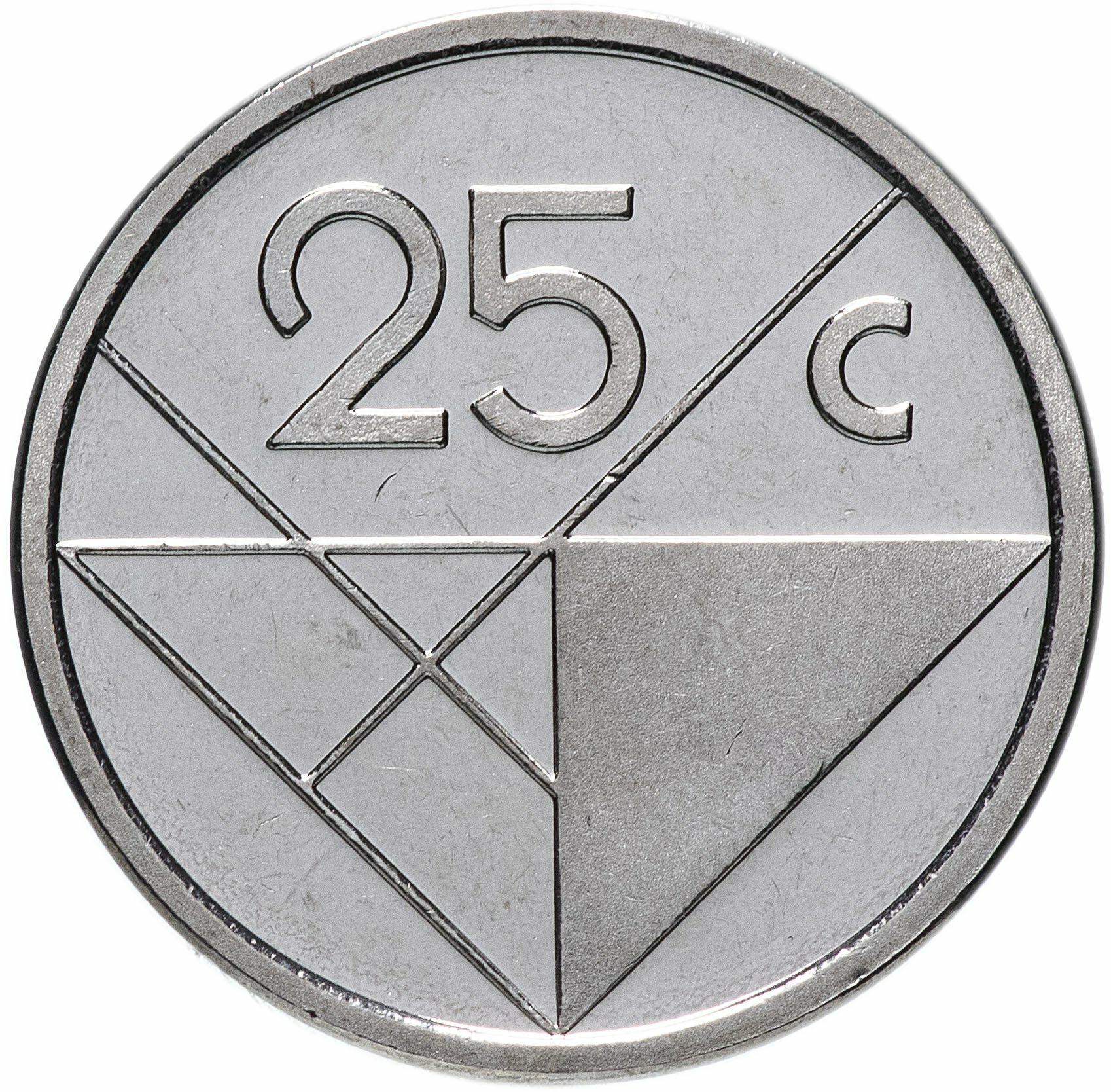 Аруба 25 центов 2019, Сталь, в сохранности UNC
