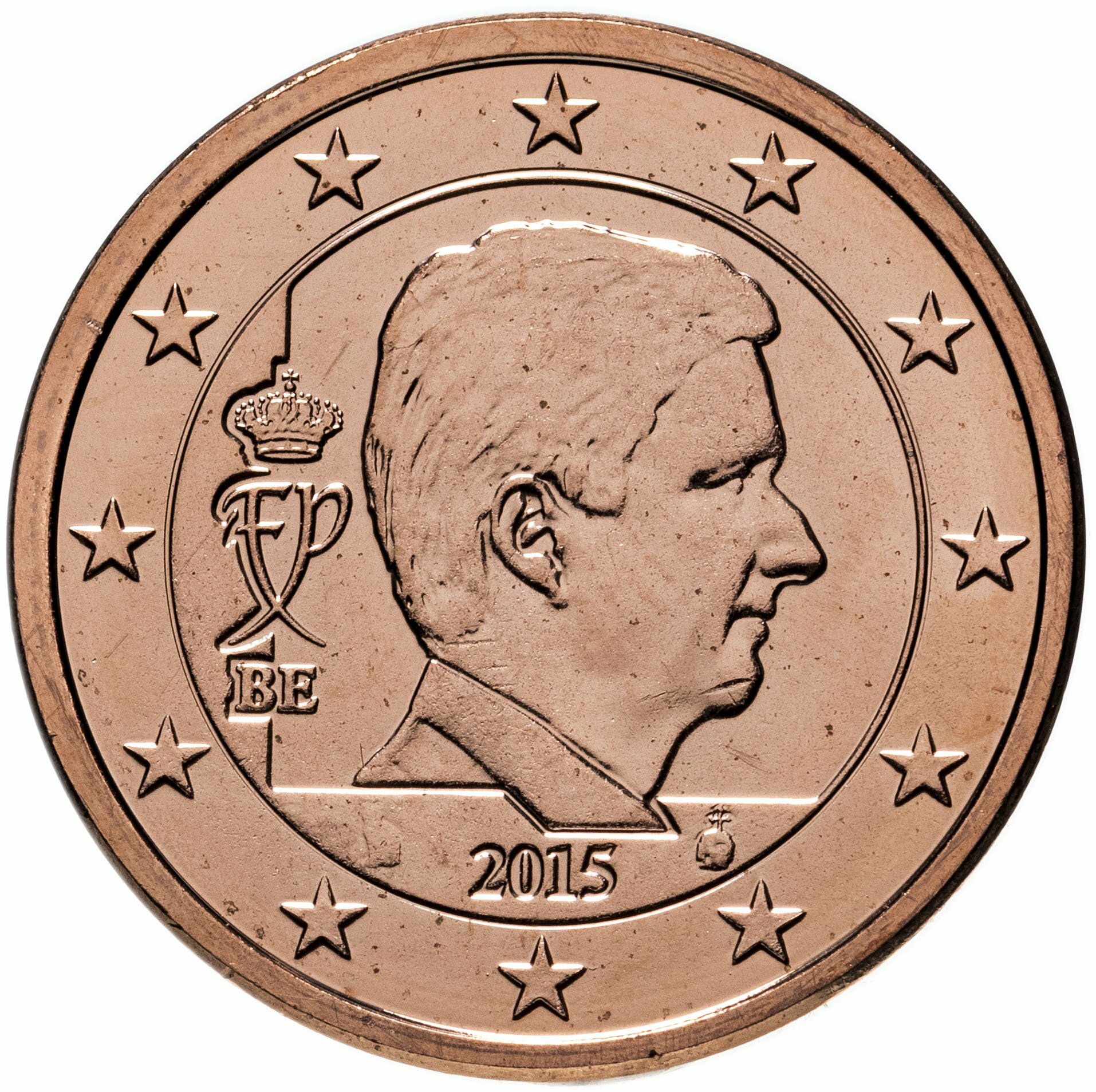 Бельгия 5 евроцентов cents 2015, Сталь, в сохранности UNC