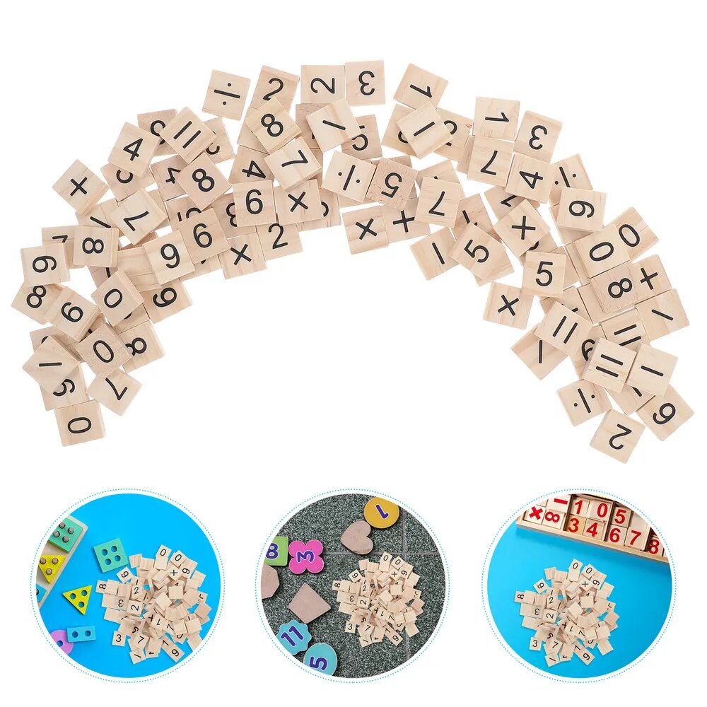 Деревянные Блоки Для Счета И Математики В Бежевом Цвете 100 Штук Для Развития Навыков Счета У Детей
