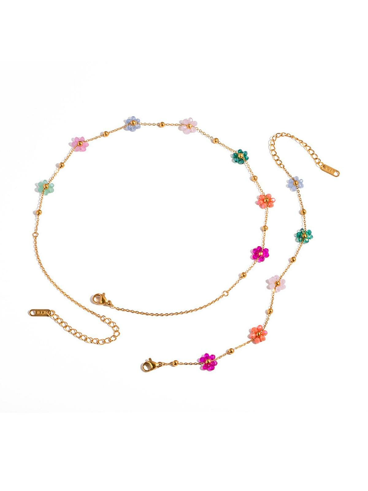 Модные украшения для ожерелья и браслета с яркими цветами из бисера