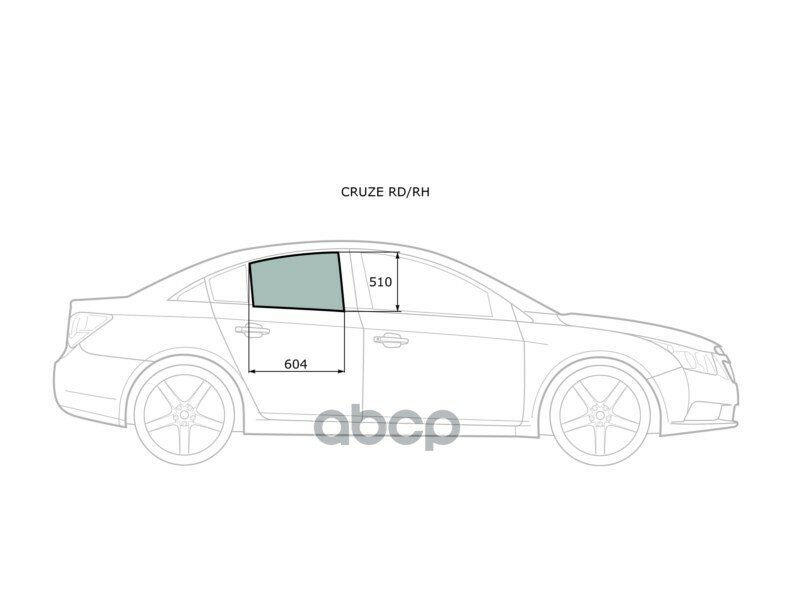Стекло боковое опускное (Сзади/ Справа/ Цвет зеленый) Chevrolet Cruze 09-15 / Daewoo Lacetti 08-11 XYG арт. CRUZE RD/RH