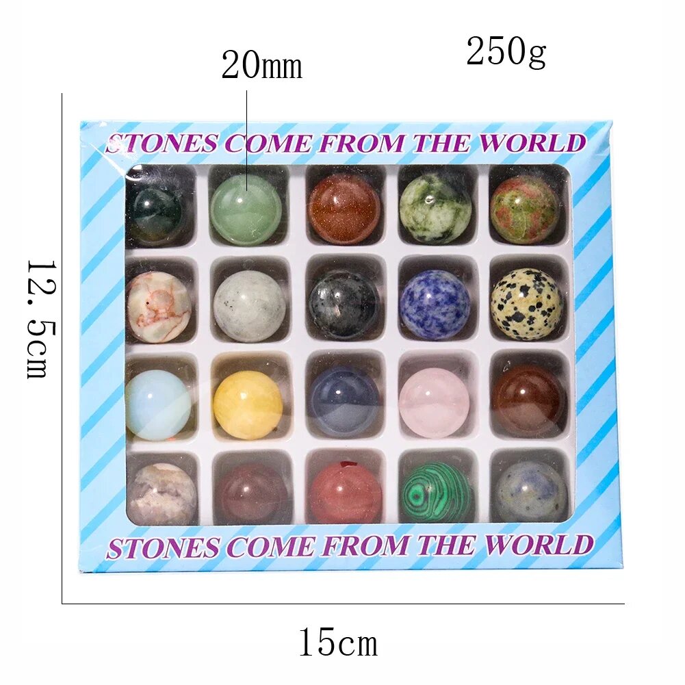 Набор кристаллов "Обсидиан, агат и аметист", бирюзовый, 20 шт.