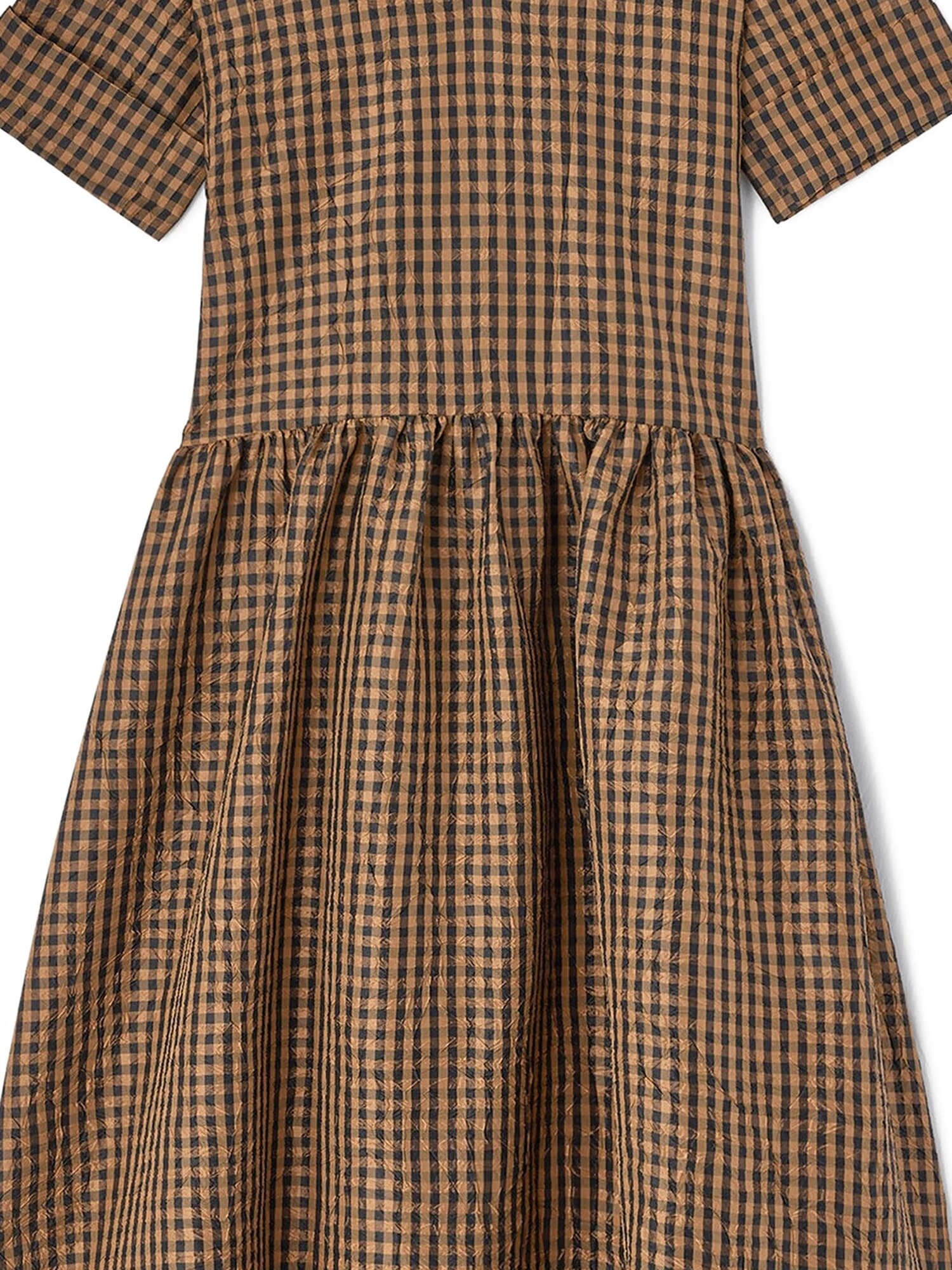 Платье GANNI Check-pattern mini dress, размер 38, brown — фото 1
