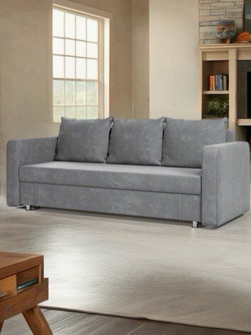 Диван-кровать "Каприз", Еврокнижка, серый велюр, 224 х 80 х 95 см