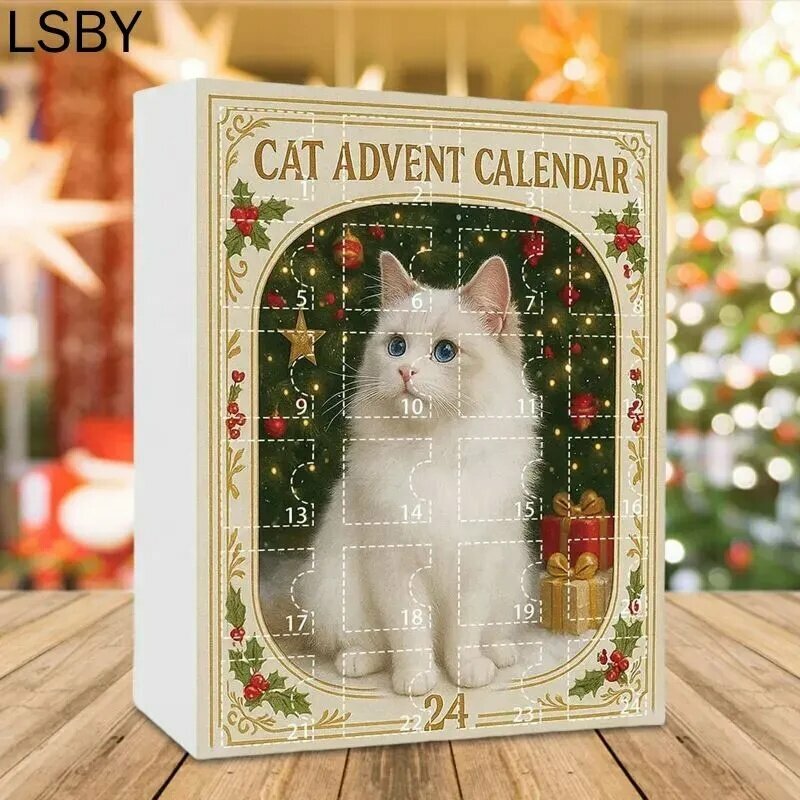 Cat Advent Calendar 2025 Симпатичные украшения для кошек 24 дня Рождественский календарь обратного отсчета