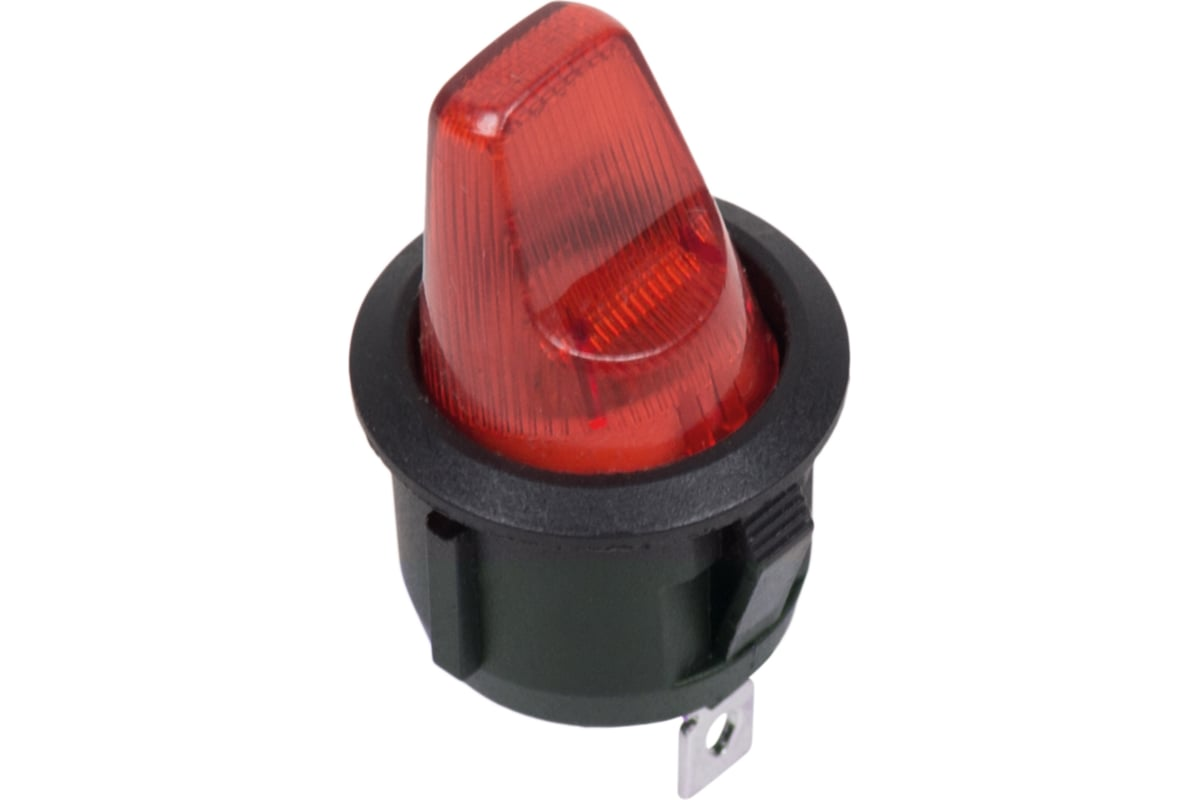 Круглый выключатель клавишный Rexant ON-OFF красный с подсветкой (12В 16А (3с)) {36-2590}