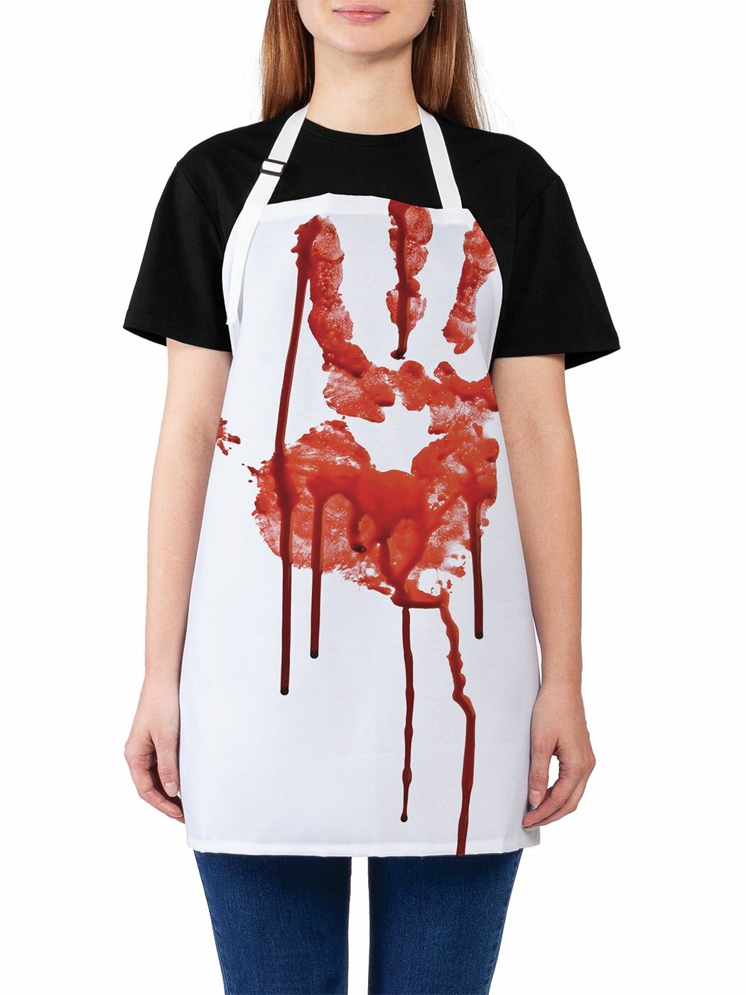 Фартук для кухни тканевый "Следы крови" / водоотталкивающий, универсальный размер , JoyArty, серия Хэллоуин