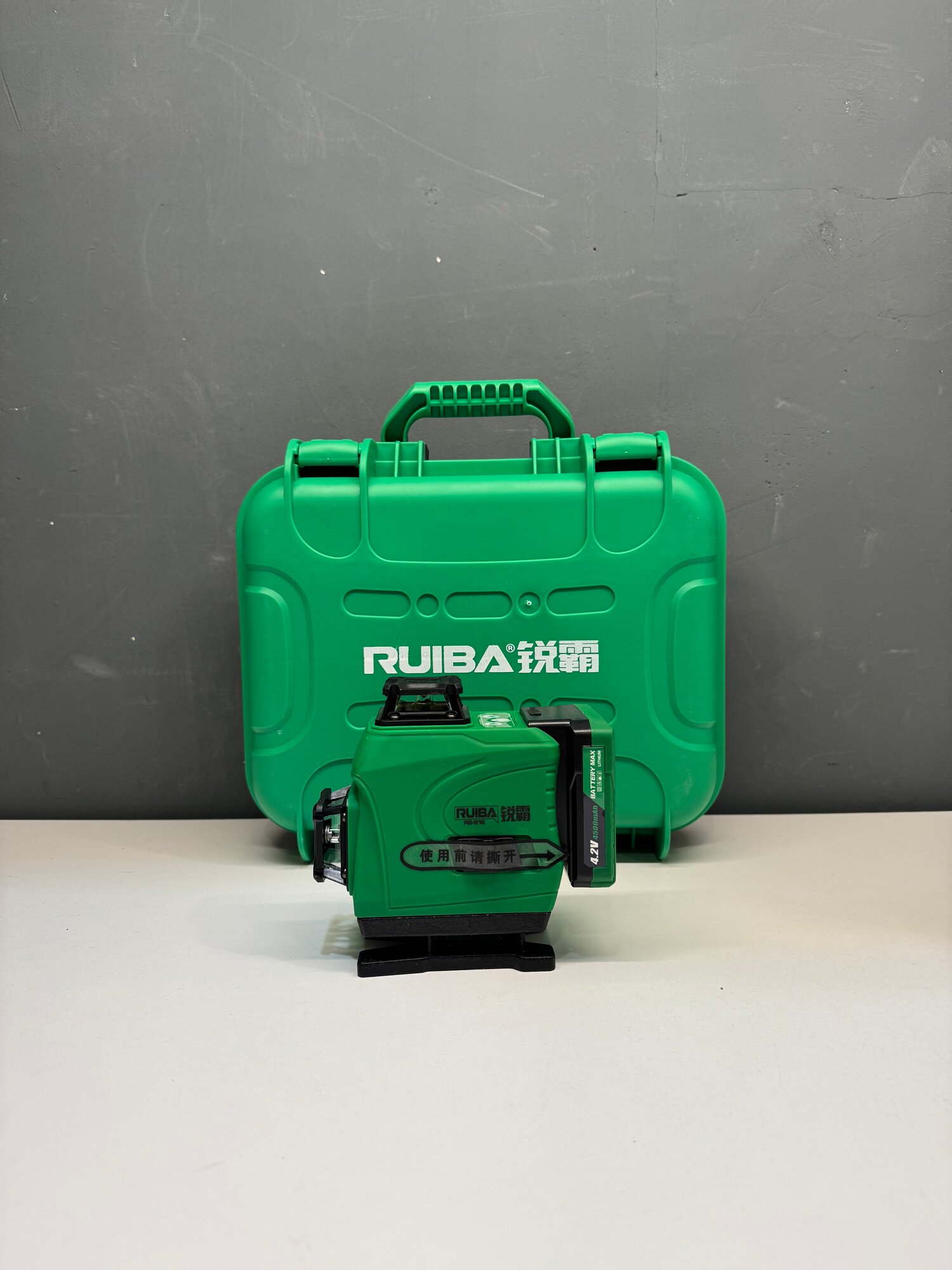 Лазерный уровень RUIBA, RB-616, комплект в кейсе с двумя АКБ, 16 линий, зеленый луч