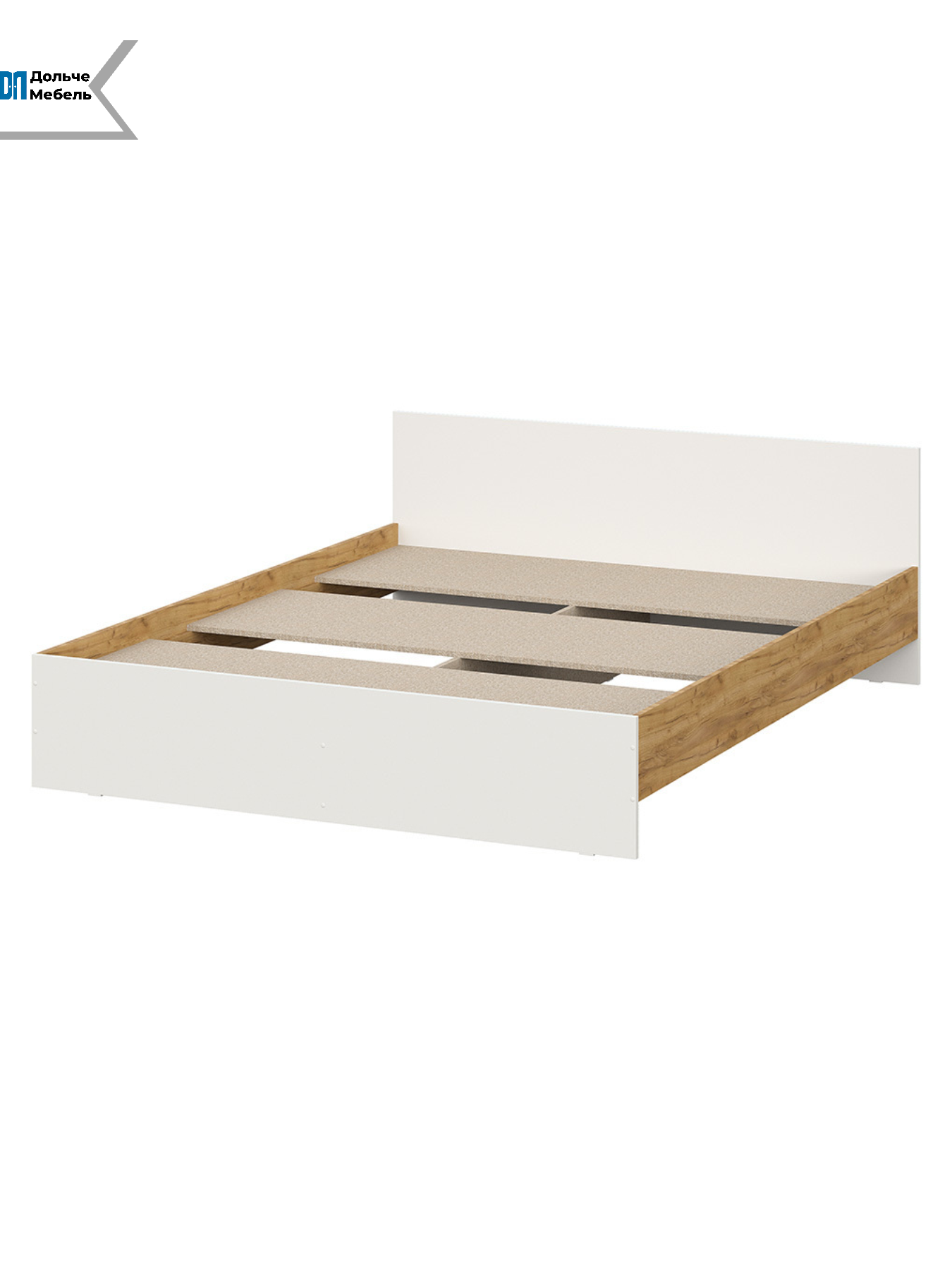 Кровать двуспальная 160х200 с изголовьем Денвер, дуб золотой/белый