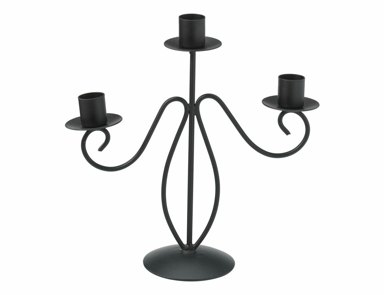 Канделябр борнэ на 3 свечи, металл, чёрный, 17 см, Koopman International A67102440