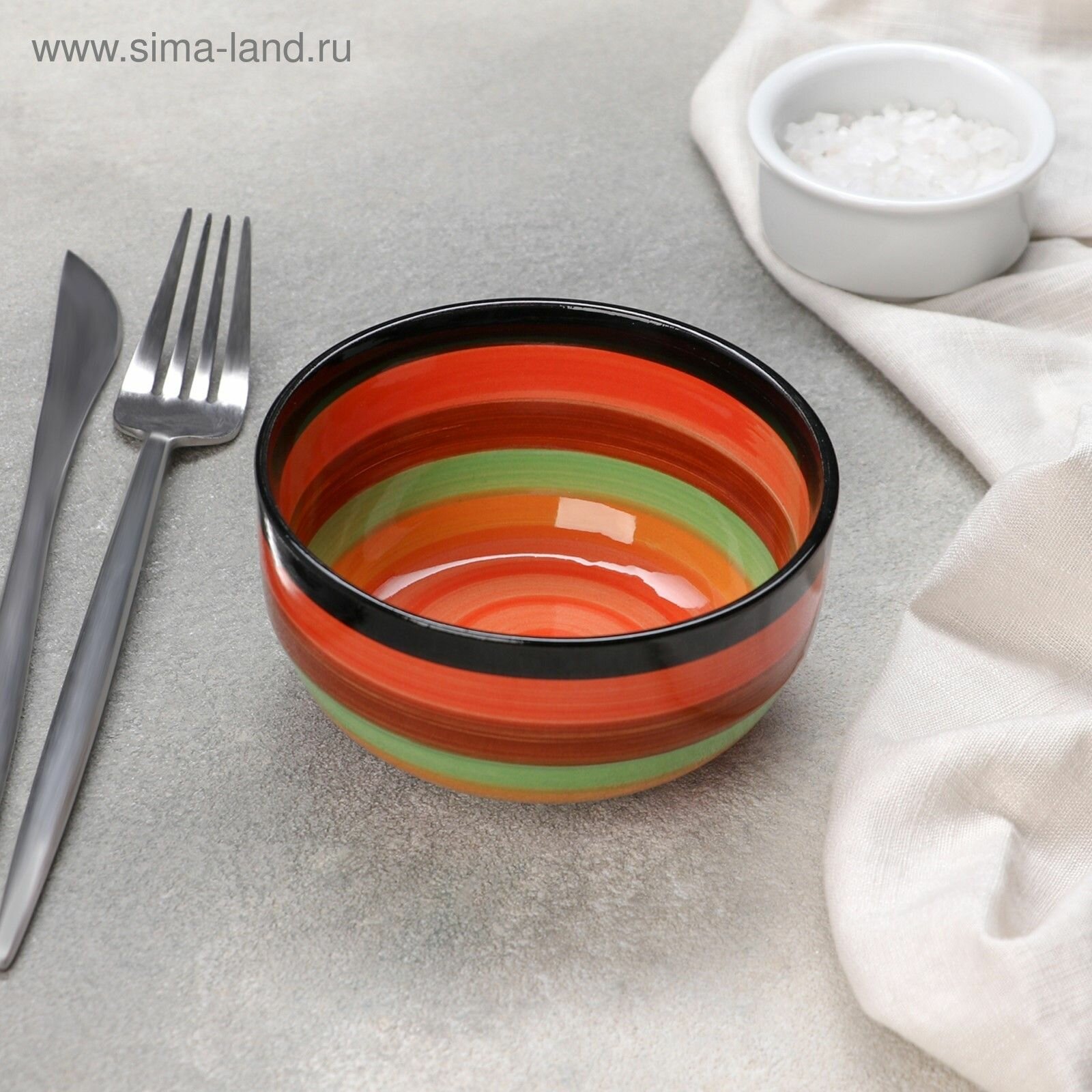 Салатник Керамический Венера Индия, 300 мл, D 11 см, Цвет Оранжевый