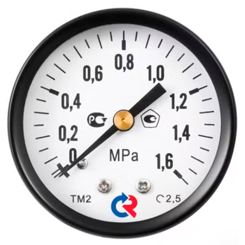 Манометр Росма ТМ-110Т.00 (0-10MPa) G1/8 2.5 общетехнический 40мм, тип - ТМ-110Т, осевое присоединение, 0-10МПа, резьба G1/8, класс точности 2.5