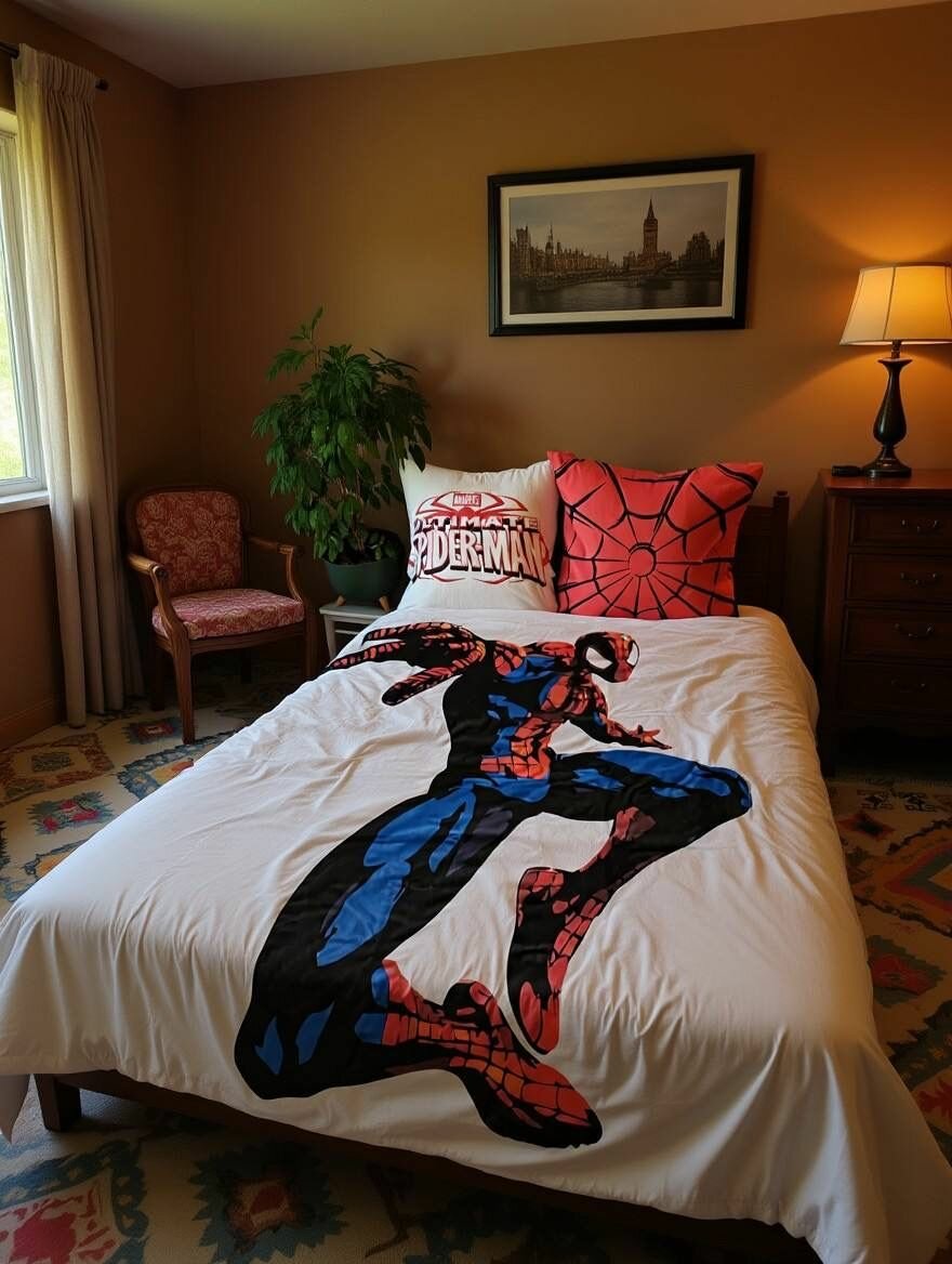 Арт комплект постельного белья Человек паук 1.5 спальный, 70/70