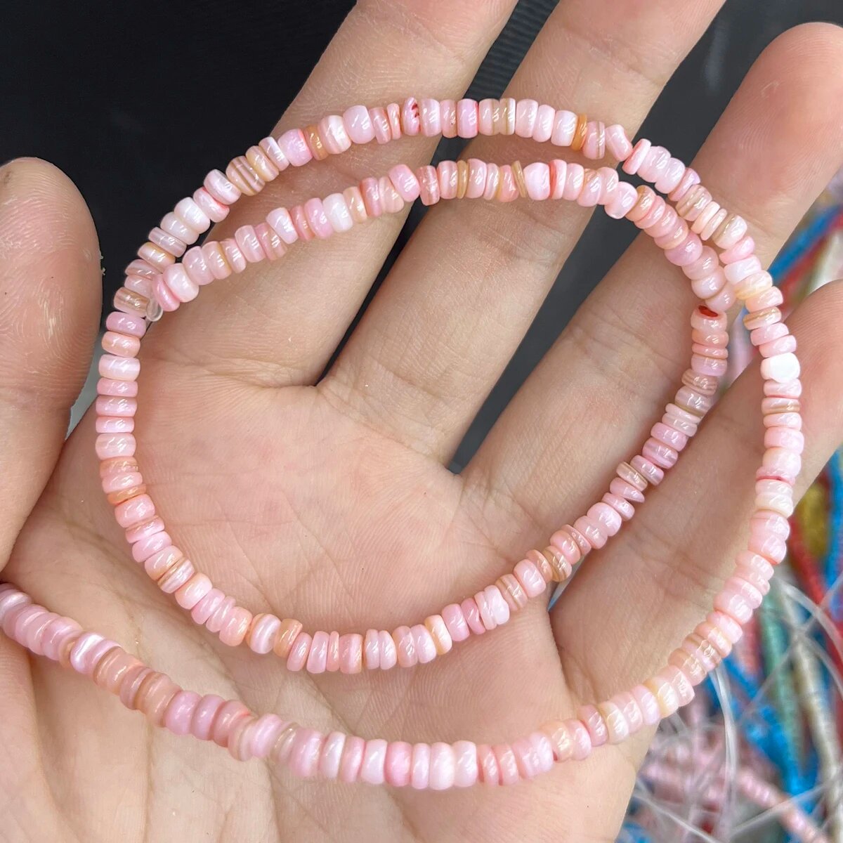 Бусины из ракушки розовые 2 мм, 36 см, Цвет: H