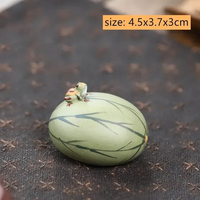 Китайская фиолетовая глиняная фигурка чайного питомца, ручная работа, модель лотоса и арбуза, скульптура, украшения для чайного сервиза, декоративные элементы для чайного сервиза.