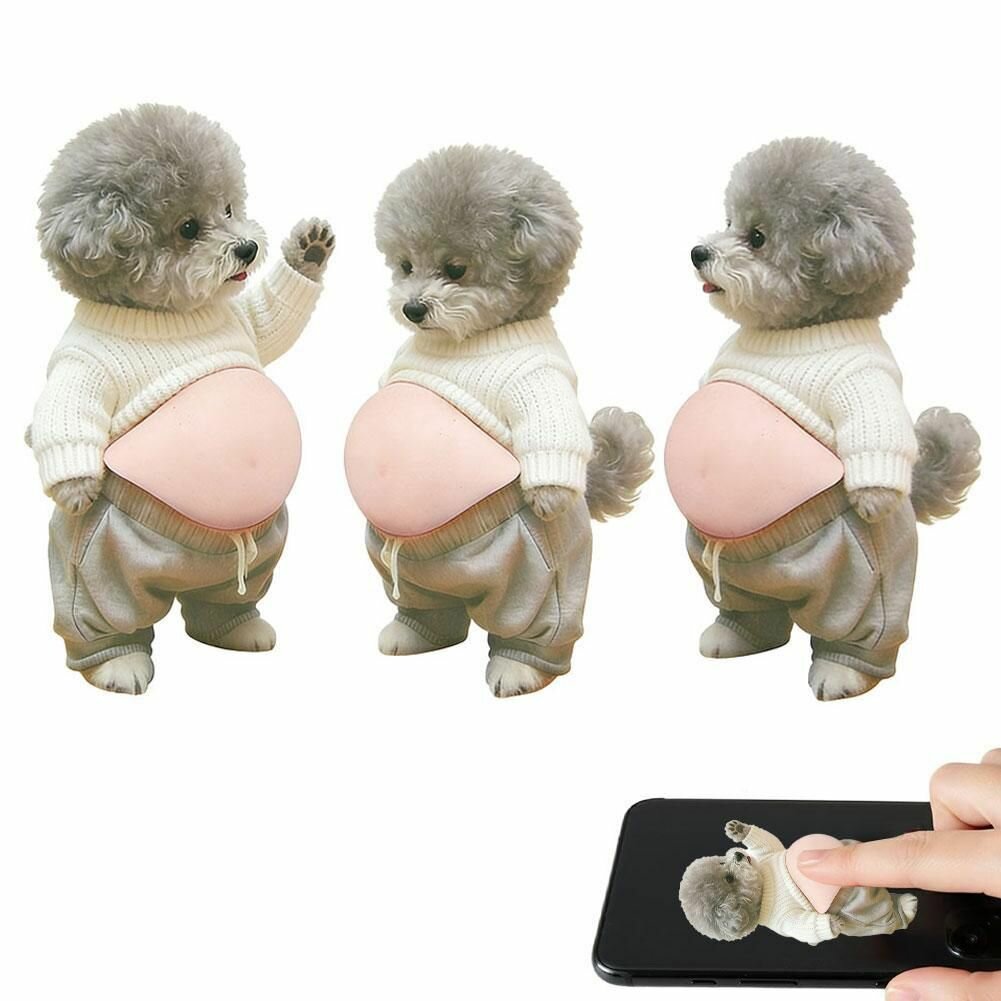 Мягкая силиконовая антиударная накладка в виде щенка таксы с животиком, игрушка-антистресс