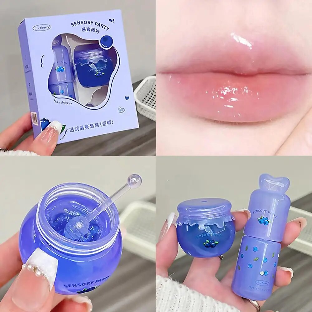 Увлажняющая маска для губ и бальзам для губ Blueberry