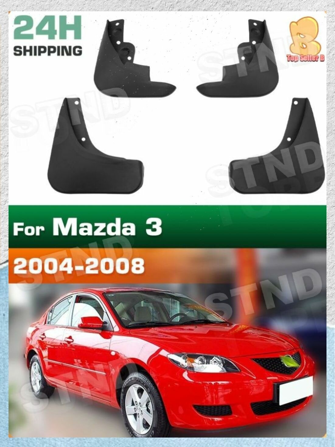Брызговики, арт. For Mazda 3 2004-2008 Sedan, 4 шт.