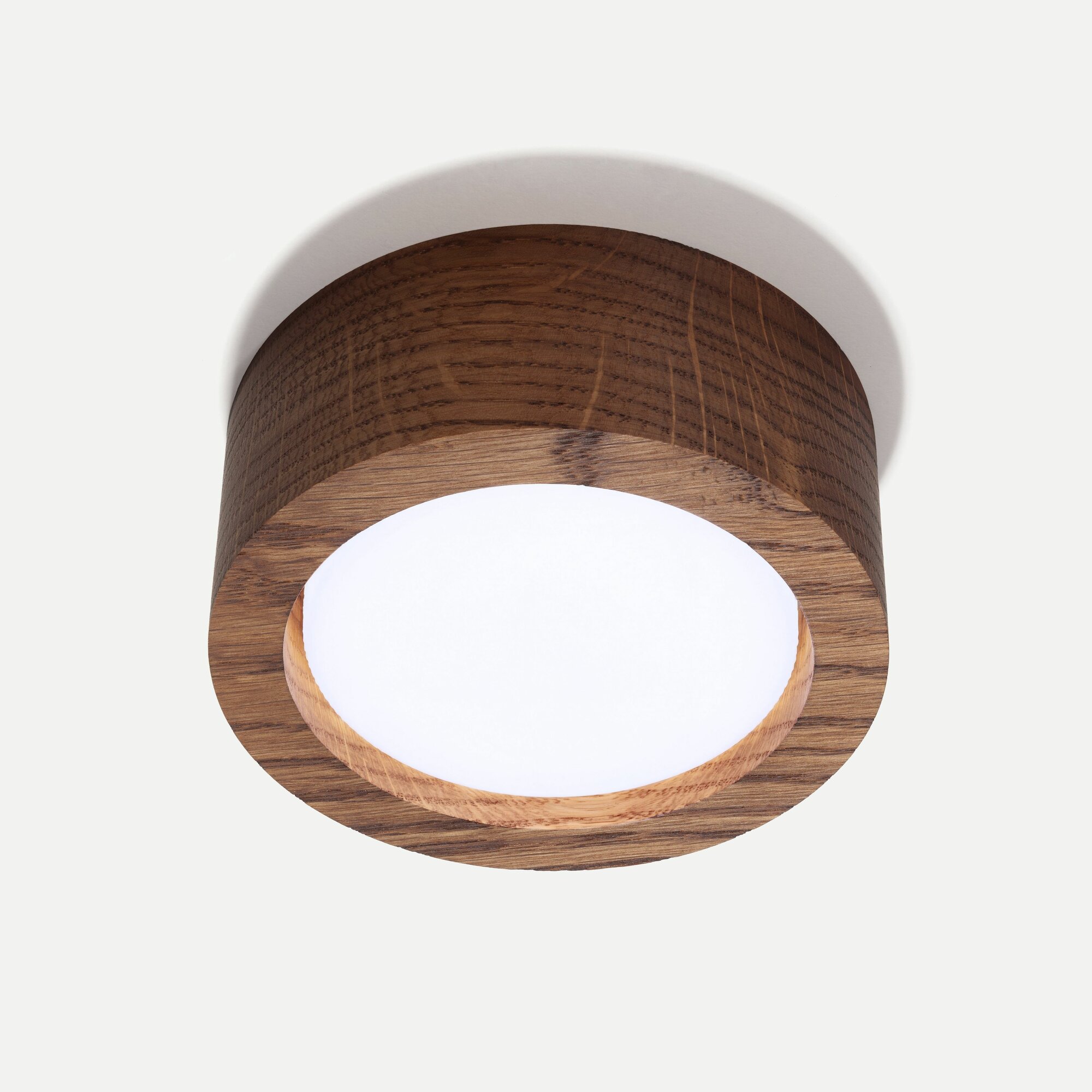 NaBrevno. Потолочный точечный накладной деревянный светильник GX53 LED для дома - кухни, гостиной, прихожей, детской комнаты, темный дуб.