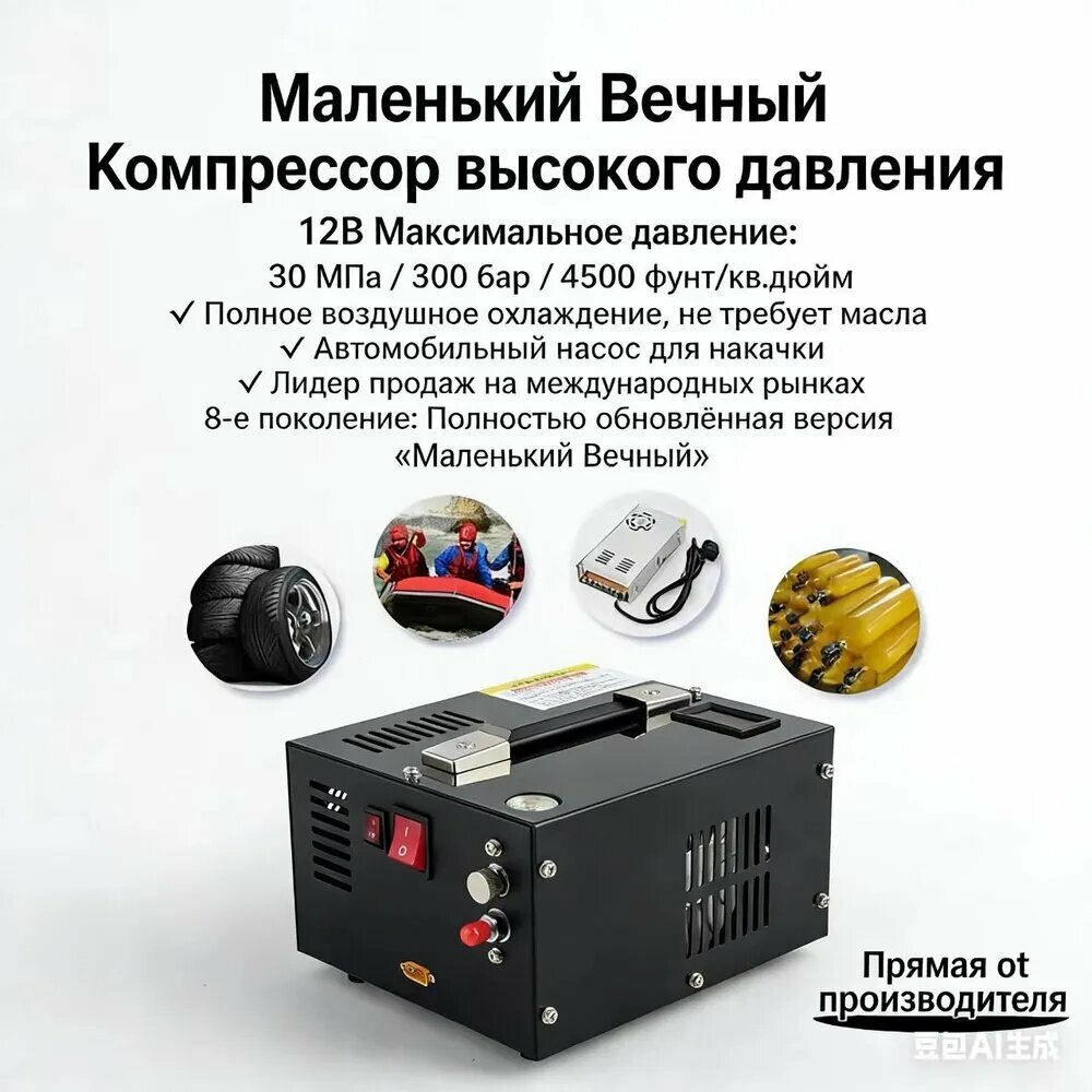 Kомпрессор Bоздушный Для PCP Насос высокого давления Встроенный трансформатор 220в 12в 300 бар