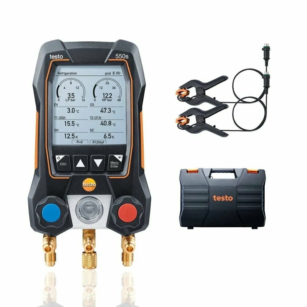 Testo 550s Basic Kit, интеллектуальный цифровой измеритель хладагента с проводным датчиком температуры поверхности, китайская версия