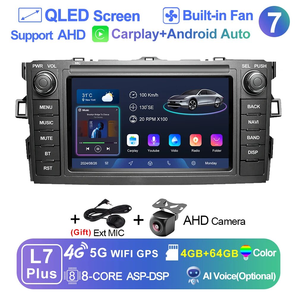 LEHX 2din Android 14 Carplay для Toyota Auris Corolla 2006-2012, автомобильный радиоприемник, мультимедийный плеер, GPS, WIFI, android, авто головное устройство