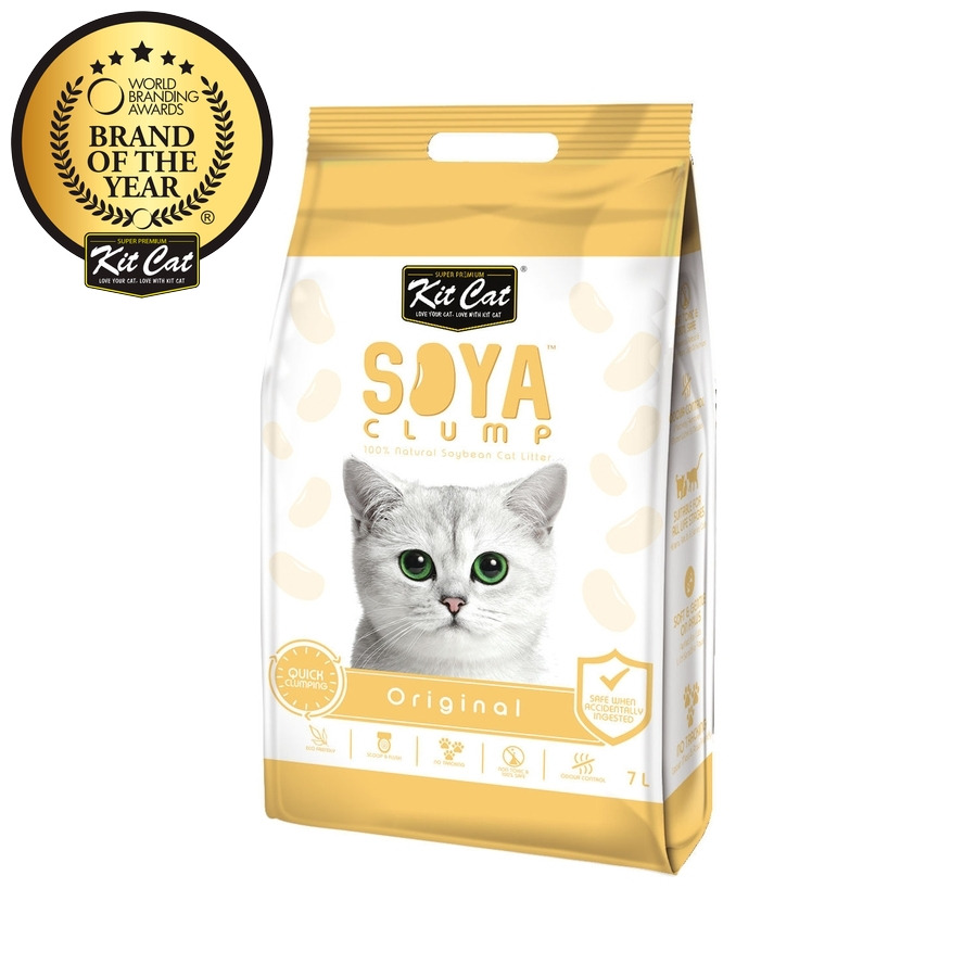 Наполнитель для кошачьего туалета соевый Kit Cat SoyaClump Soybean Litter, комкующийся 7 л