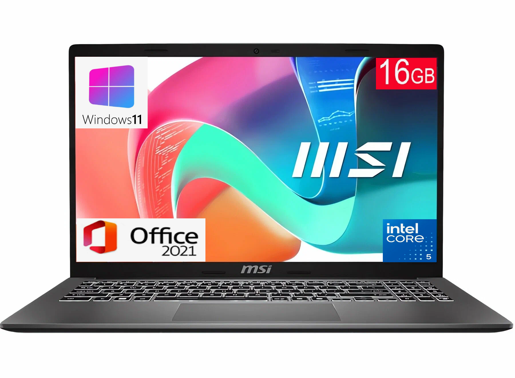 Ноутбук MSI Modern 15.6" IPS, Core 5 120U (до 5 ггц), 16 GB ОЗУ, SSD 512 GB, Win 11 PRO+Office, рус. клав. с подсвет.