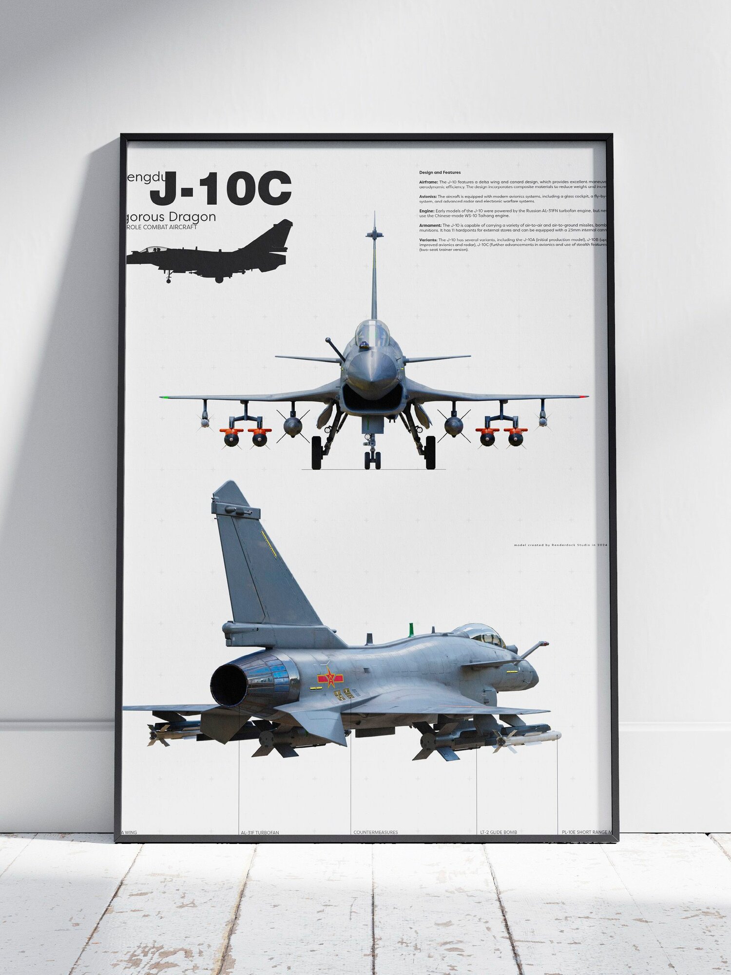 Плакат на стену для интерьера Техника и транспорт (Чэнду J 10 - Chengdu J 10 2) - Постер по транспорту формата A4 (21x30 см)