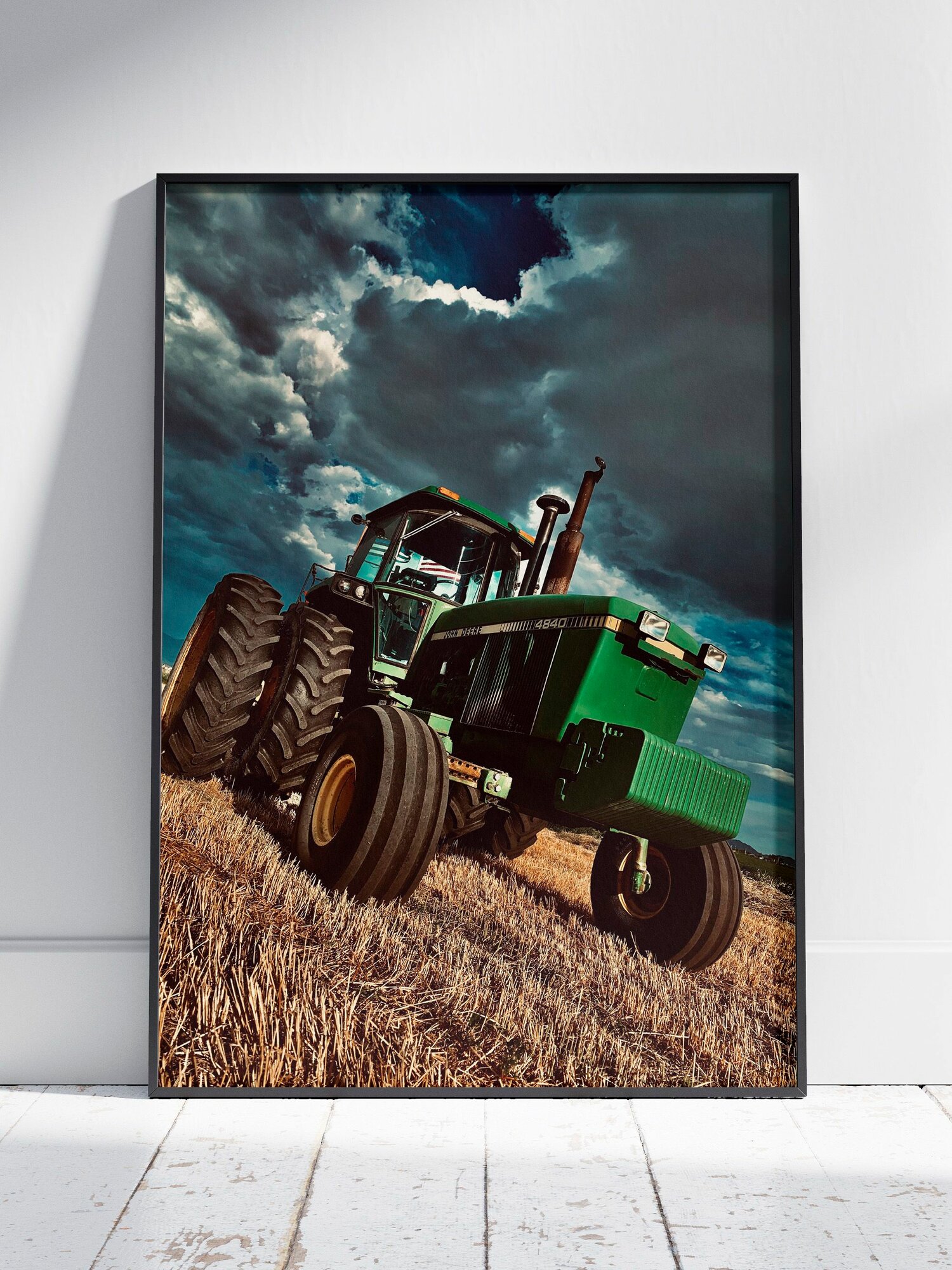 Плакат на стену для интерьера Транспорт и техника (Трактор Джон Дир - John Deere Tractor) - Постер по машине формата A4 (21x30 см)