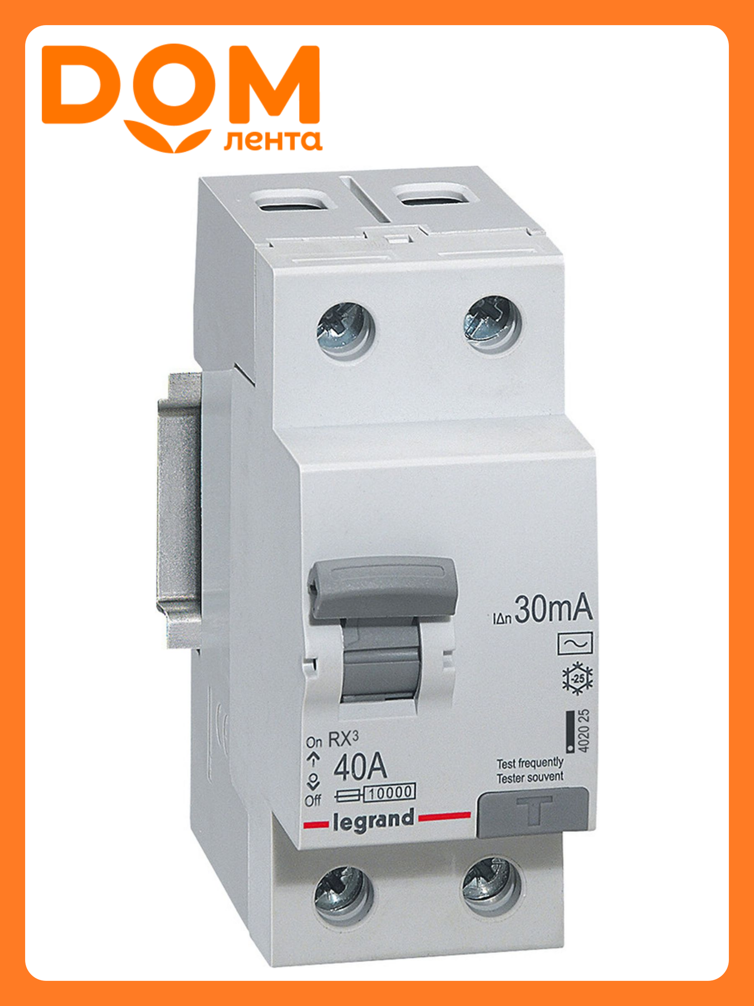 Дифференциальный выключатель Legrand RX3 2P AC 40 А 30 мА