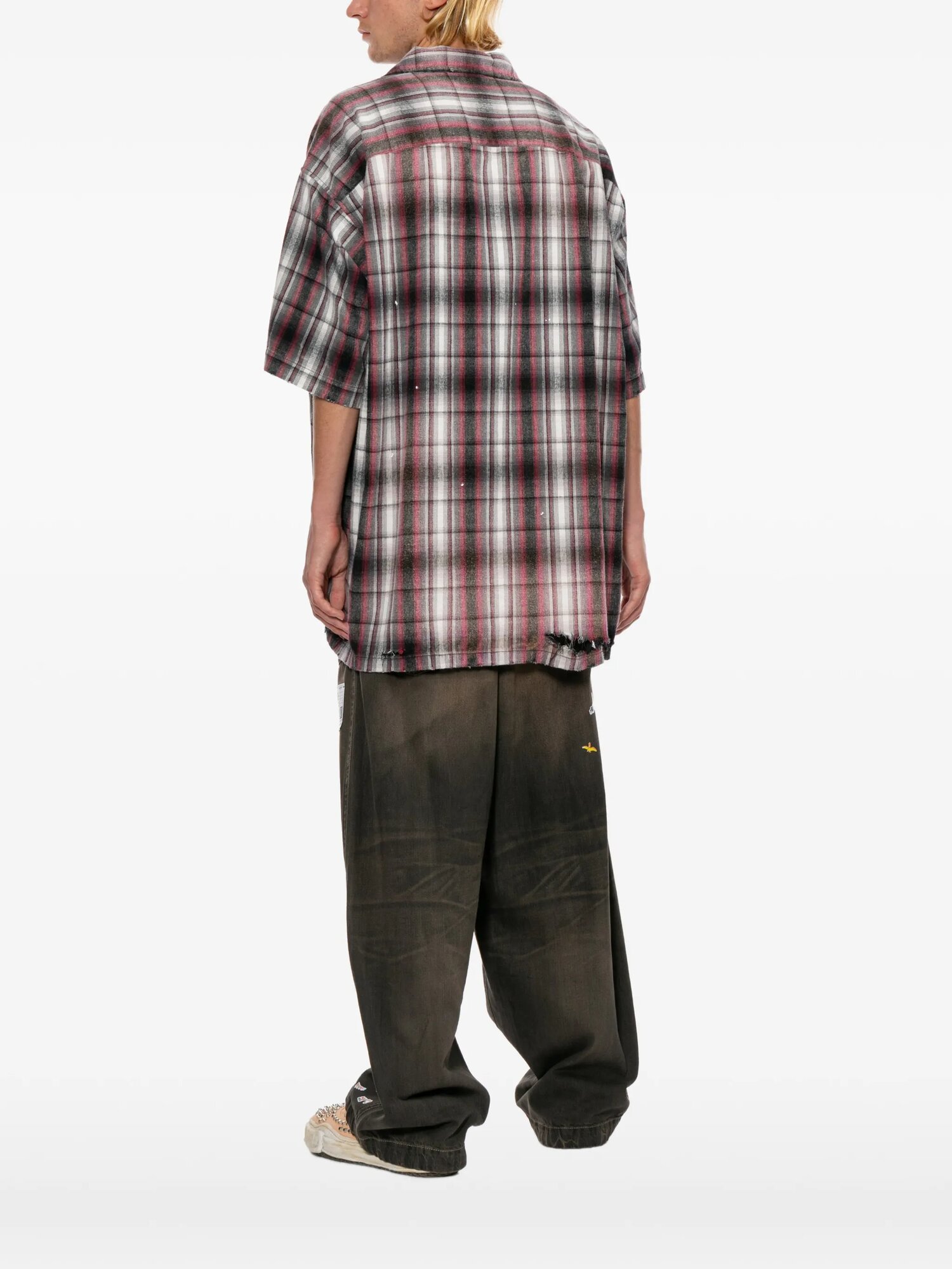 Рубашка MAISON MIHARA YASUHIRO Checked appliquéd shirt, размер 48, черный — фото 1