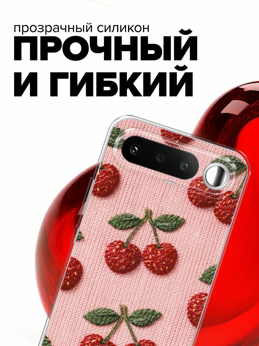 Силиконовый чехол на Realme 16 / Реалми 16 с принтом Вышивка с вишней — фото 1