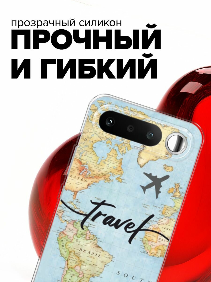 Силиконовый чехол на Realme 16 / Реалми 16 с принтом Карта мира Travel — фото 1