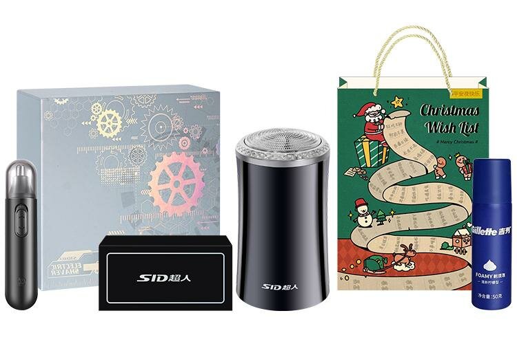 Электробритва унисекс SID RS7150, Black, Storage Box+Shaving Foam+Nose Hair Trimmer+Box+Christmas Limited Shopping Bag